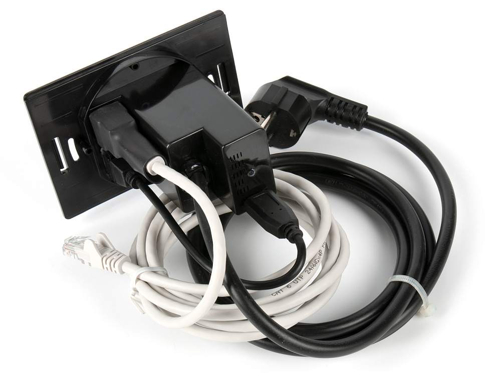 Купить блок розеток с крышками-шторками: 1 розетка 220в + 1 порт rj45 + 1 usb-зарядка type a ASA ...